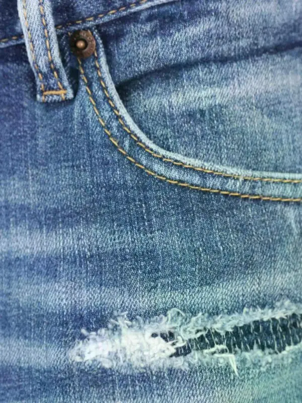 Dsquared2 Denim Shorts With Ripped Detail - Blue