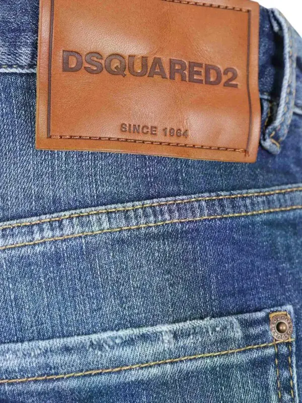 Dsquared2 Denim Shorts With Ripped Detail - Blue