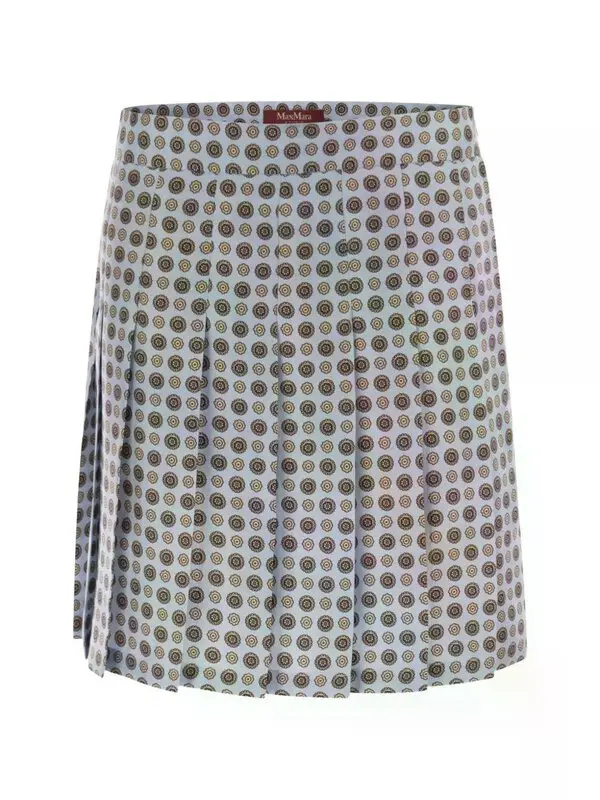 Max Mara Pleated Patterned Madison Silk Skirt