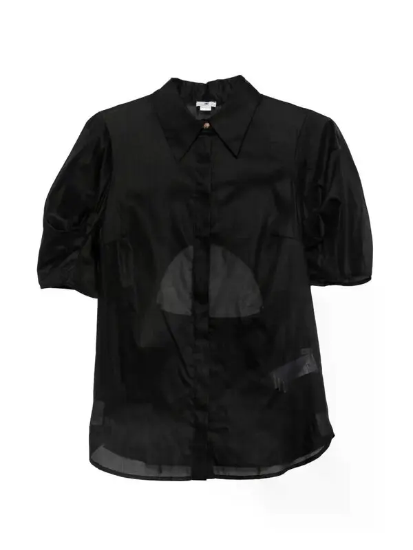 Elisabetta Franchi Sheer Puff Sleeve Shirt - Black