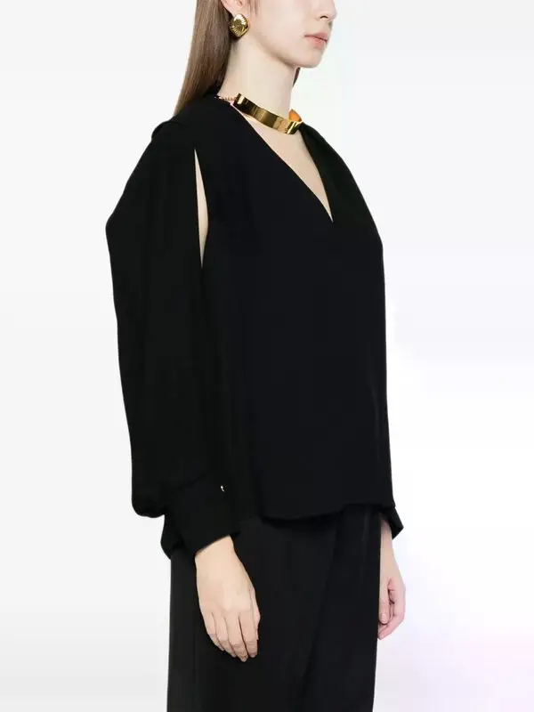 Elisabetta Franchi V-neck Blouse With Cape Effect Sleeves