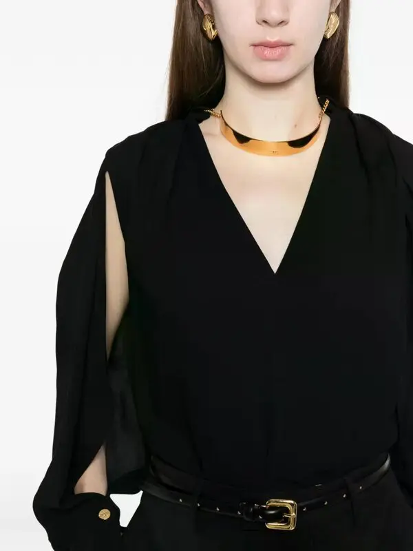 Elisabetta Franchi V-neck Blouse With Cape Effect Sleeves
