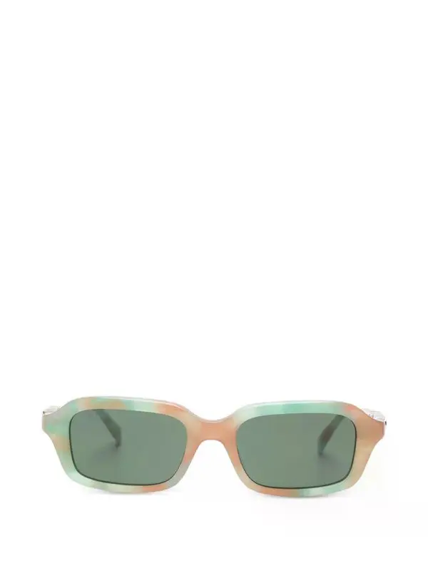Gucci Logo-lettering Rectangle Sunglasses - Green