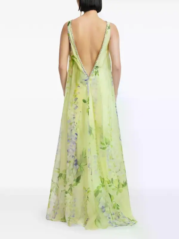 LEO LIN Yumei Floral-print Crystal-embellished Maxi Dress
