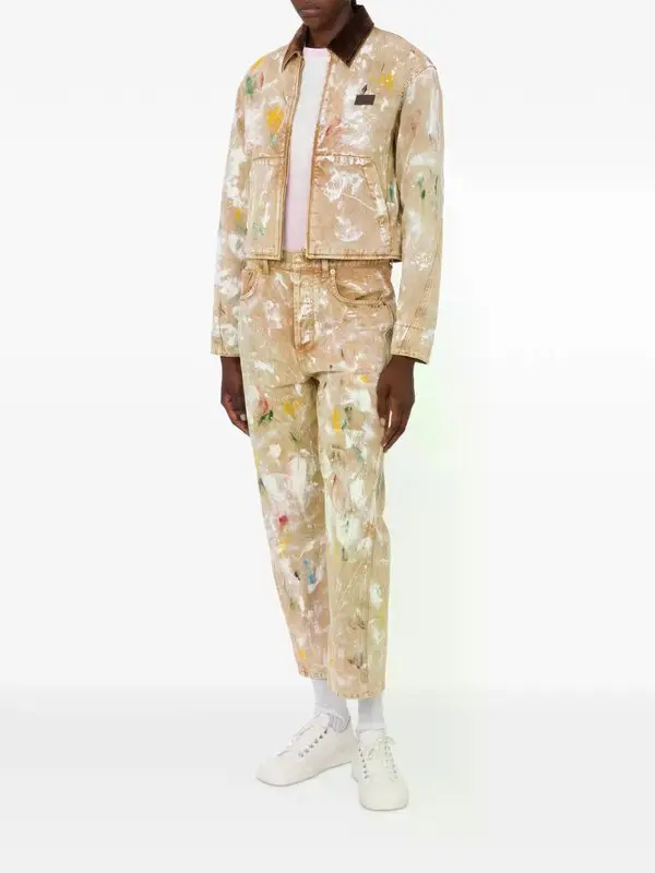 Moschino Splatter-effect Corduroy-collar Jacket - Neutrals