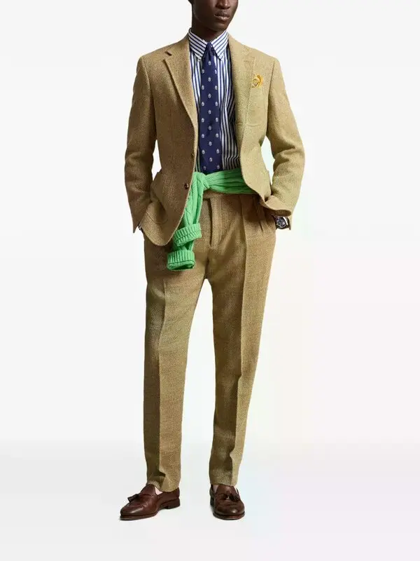 Polo Ralph Lauren Pleated Herringbone Trousers - Neutrals