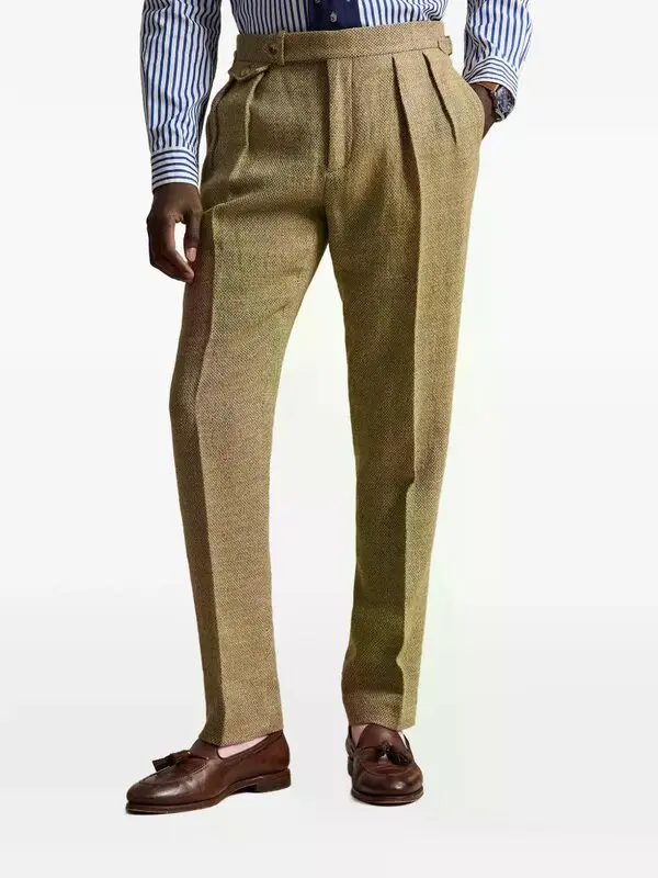 Polo Ralph Lauren Pleated Herringbone Trousers - Neutrals