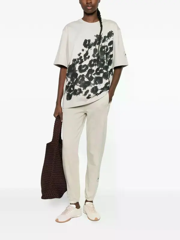 Adidas By Stella McCartney Sand Cotton Drawstring Performance Trousers