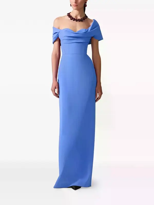 Carolina Herrera Draped Off-the-shoulder Column Gown - Blue