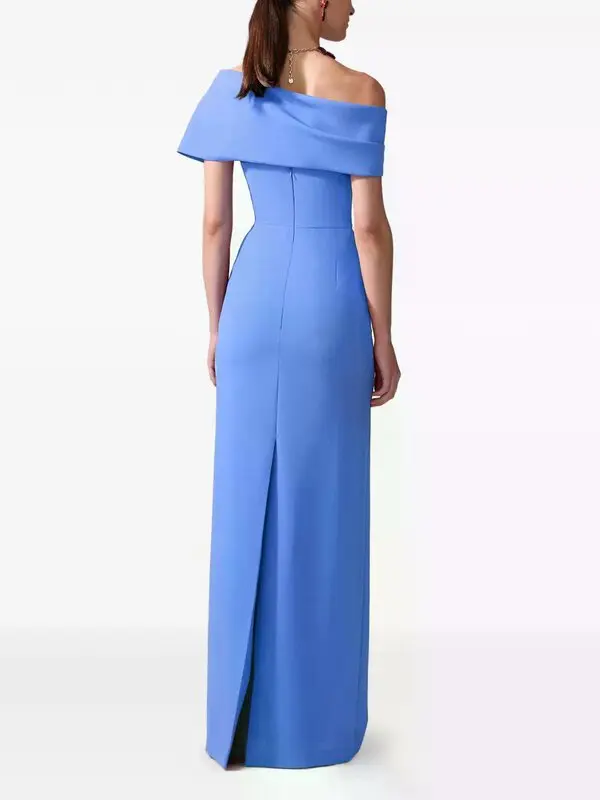 Carolina Herrera Draped Off-the-shoulder Column Gown - Blue