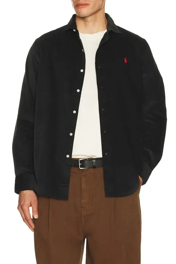 Polo Ralph Lauren Long Sleeve Corduroy Sport Shirt In Black - Polo Black