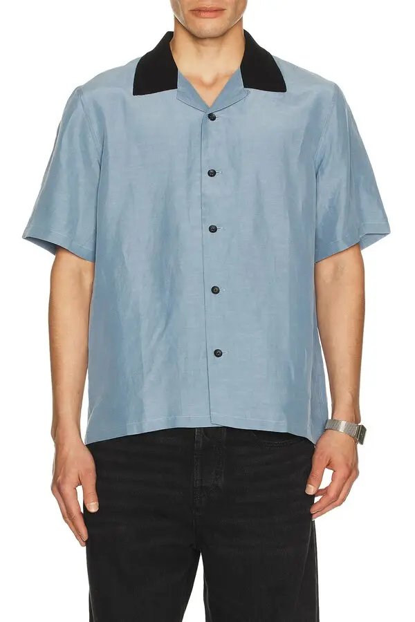 Rag & Bone Avery Slub Shirt In Baby Blue - Light Blue