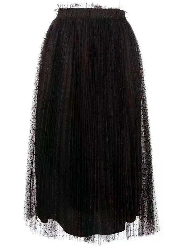 Red Valentino Pleated Point D’esprit Tulle Skirt