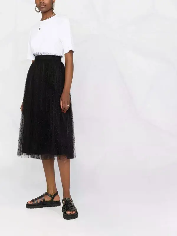 Red Valentino Pleated Point D’esprit Tulle Skirt