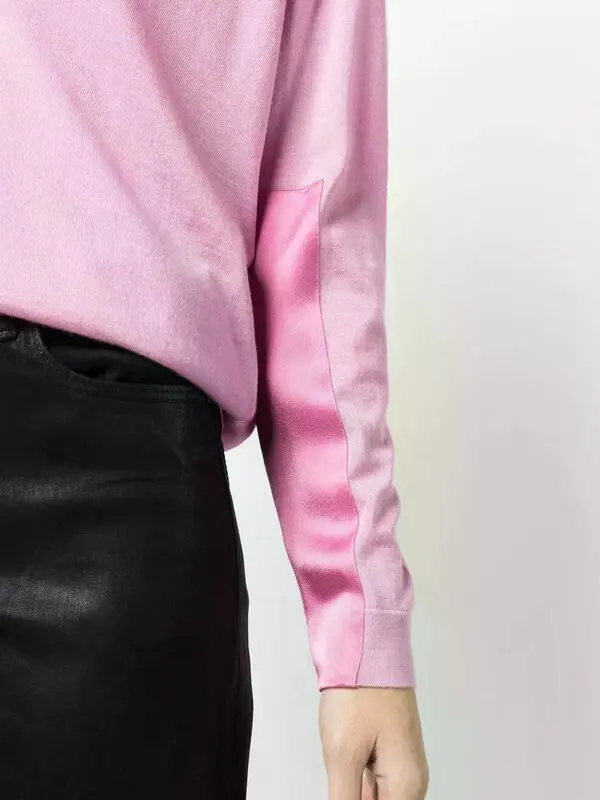 TOM FORD Fine-knit Panelled V-neck Top - Pink