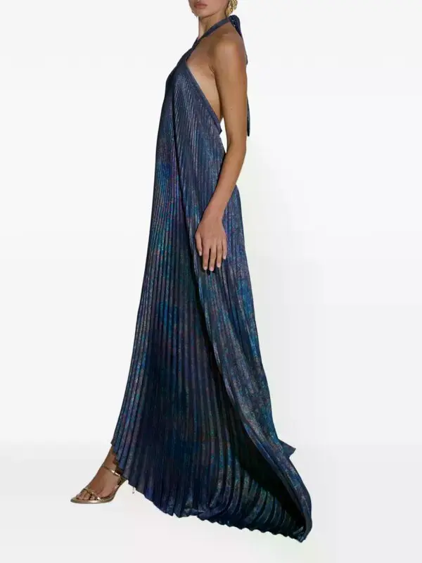 L'IDEE Deesse Pleated Halterneck Maxi Dress