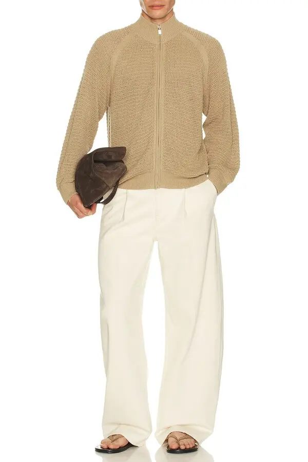 LE17SEPTEMBRE Open Knit Zip Up Cardigan