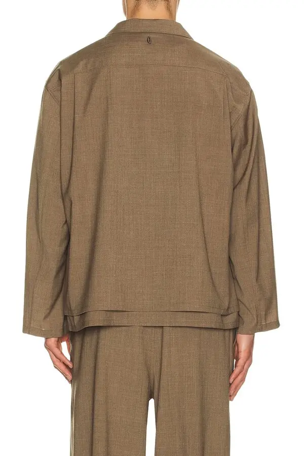 LE17SEPTEMBRE Double Layered Open Collar Shirt In Taupe