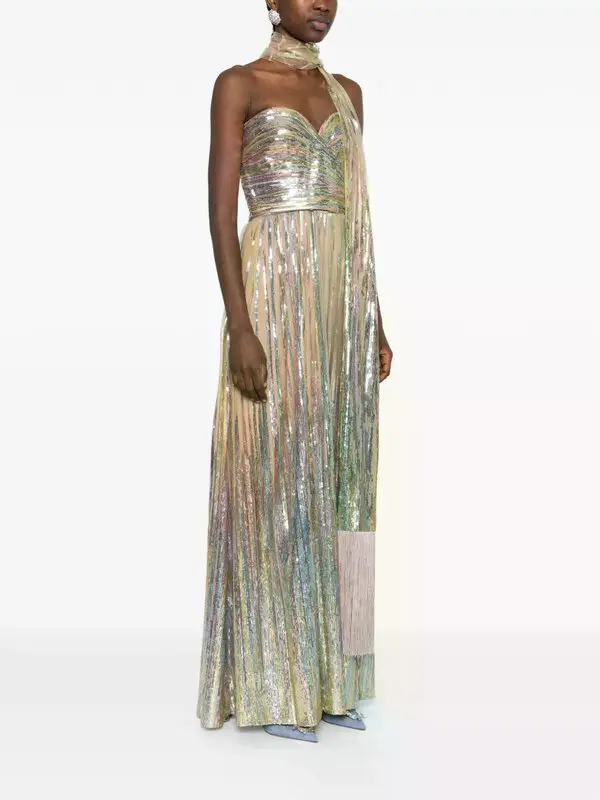 Elie Saab Sequin Tassel Maxi Dress