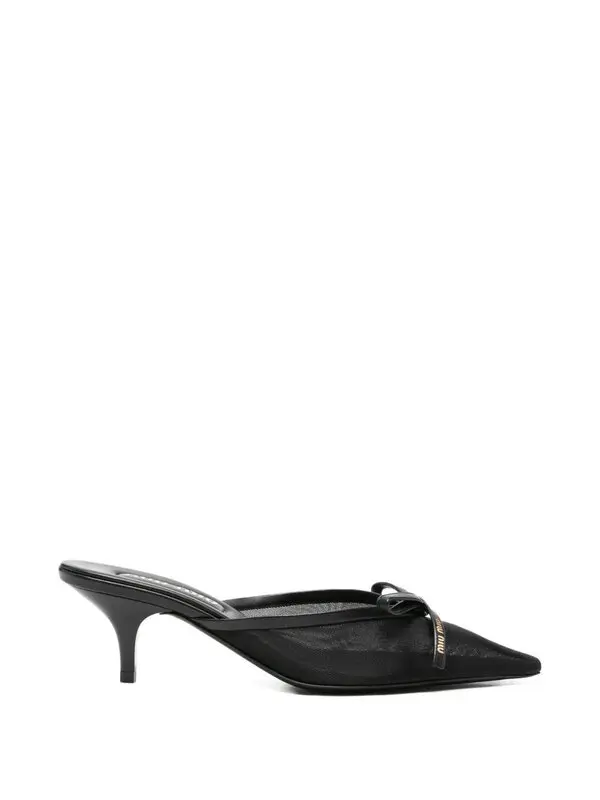 Miu Miu Bow-detail Pointed-toe Mules - Black