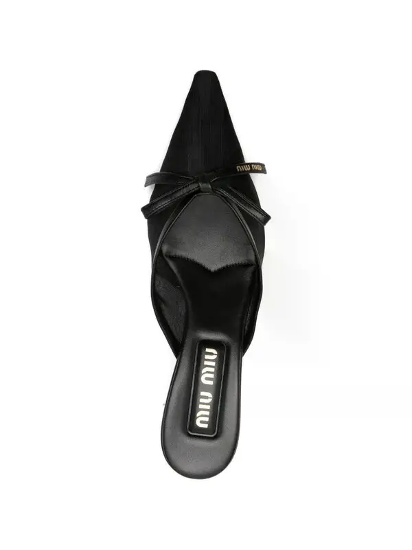 Miu Miu Bow-detail Pointed-toe Mules - Black