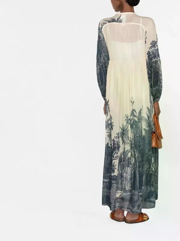 Max Mara Palm Tree-print Long Dress