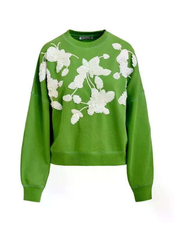 Essentiel Antwerp Flower-motif Sequinned Sweatshirt - Green