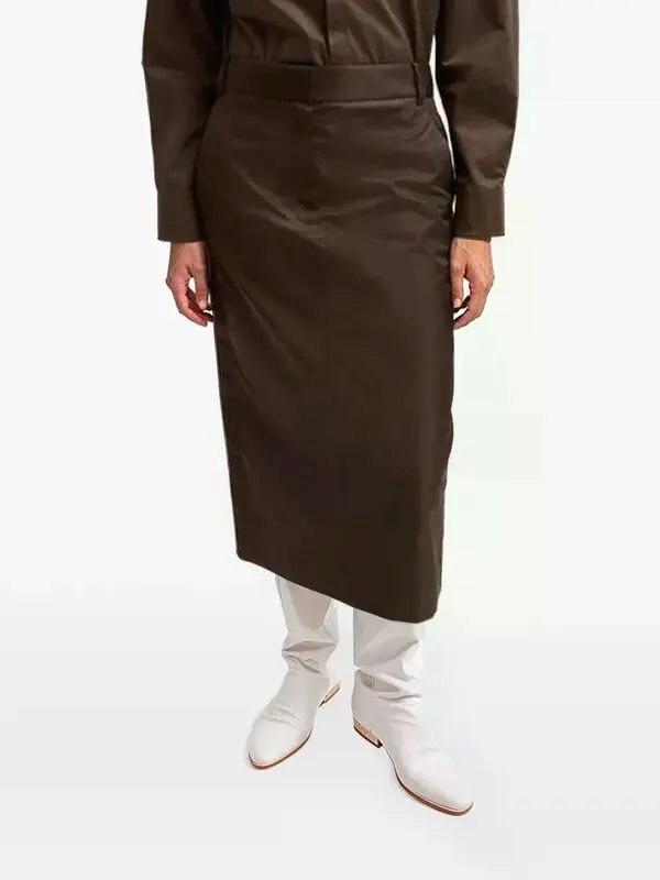 Tibi Belt-loop Midi Skirt - Brown