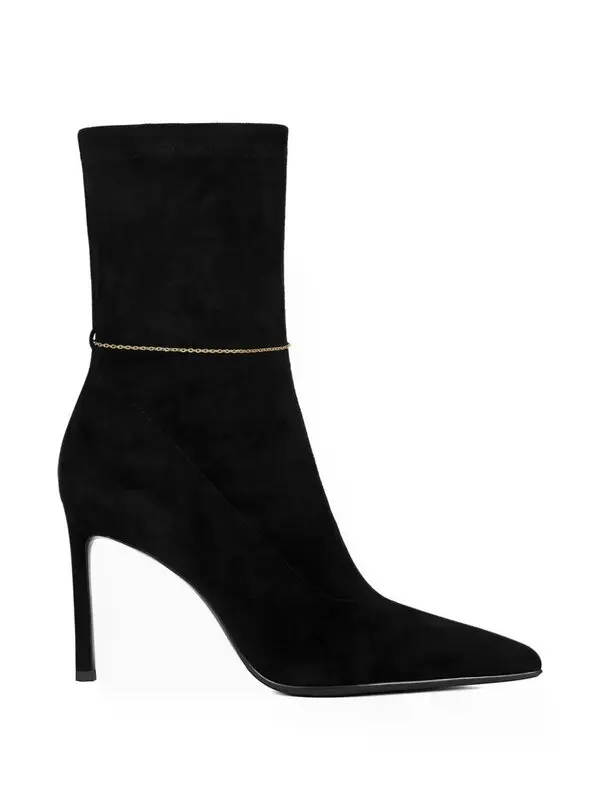 POTAMY Chain Detail Suede Boots - Black