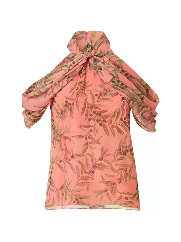 Carolina Herrera Olive Branch-print Halterneck Top - Pink