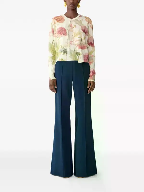Carolina Herrera Poppy-print Silk-cotton Cardigan - Neutrals
