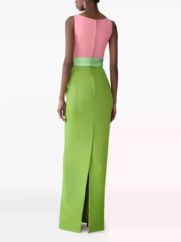 Carolina Herrera Color-blocked Column Gown With Overskirt - Green