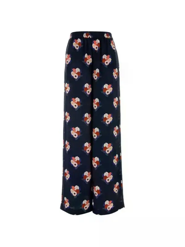 Fendi Floral-print Silk Palazzo Pants - Blue
