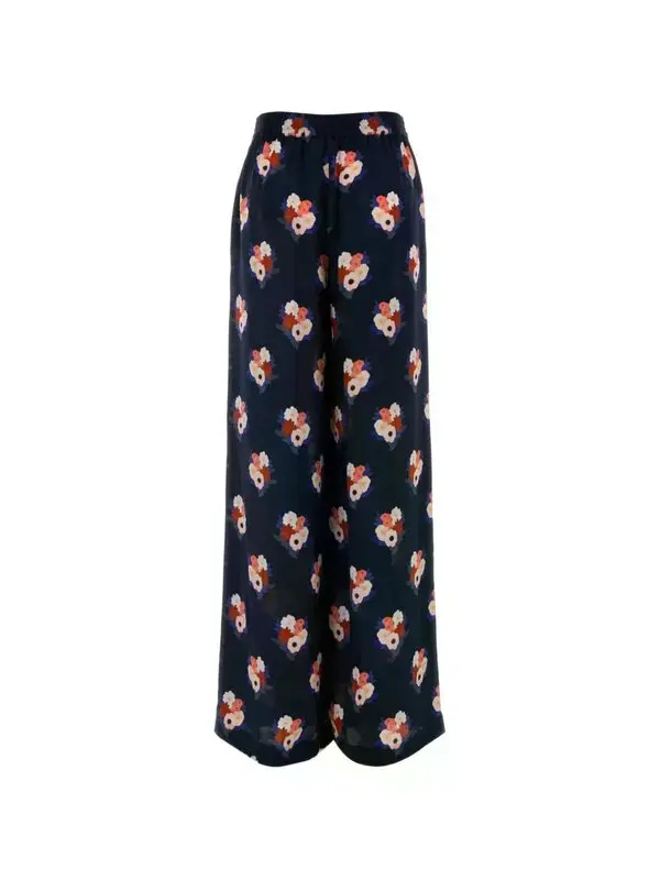 Fendi Floral-print Silk Palazzo Pants - Blue