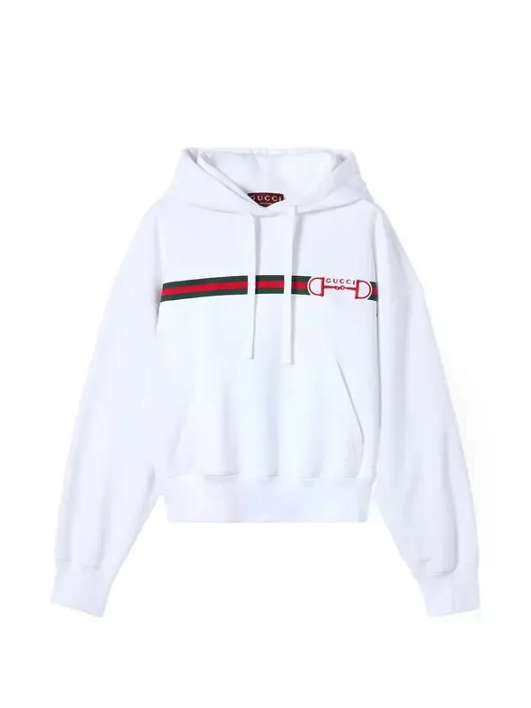 Gucci Stripe Logo Hoodie - White