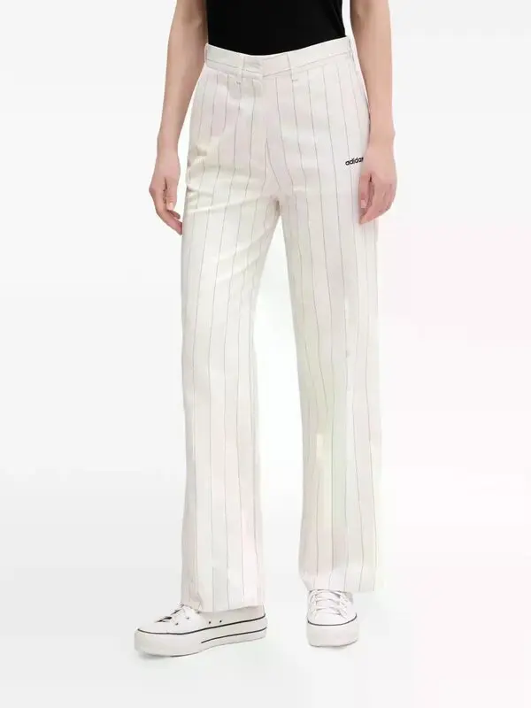 Adidas Pinstripe-pattern Logo Trousers - White