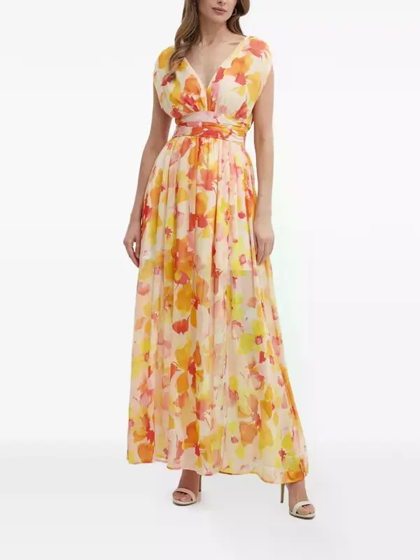 MORGAN V-neck Floral Maxi Dress - Neutrals