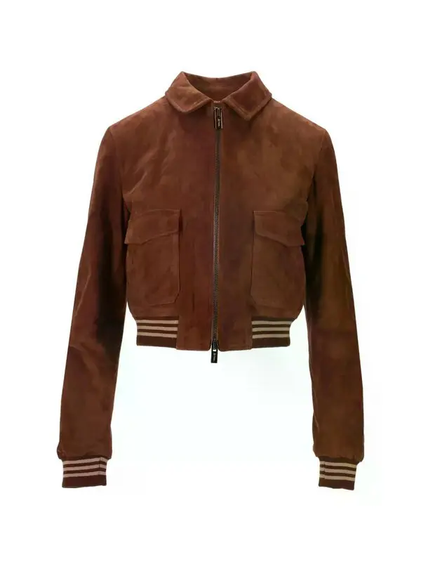LA ROSE Suede Front-pockets Jacket - Brown