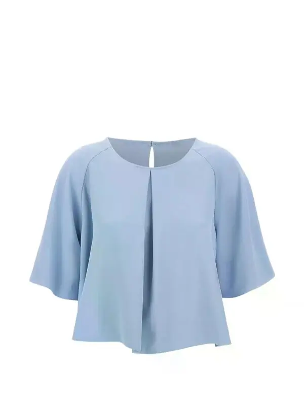 KAOS Pleated Cropped Blouse - Blue