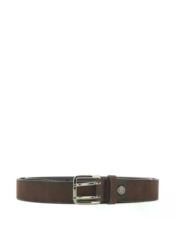 GIANNI CHIARINI Pebbled Double-prong Leather Belt - Brown