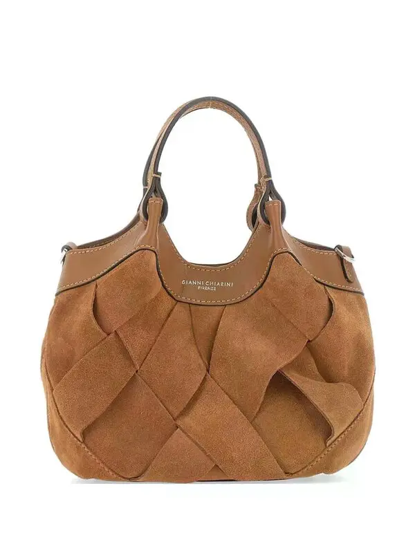 GIANNI CHIARINI Dua Geometric Woven Suede Tote Bag - Brown