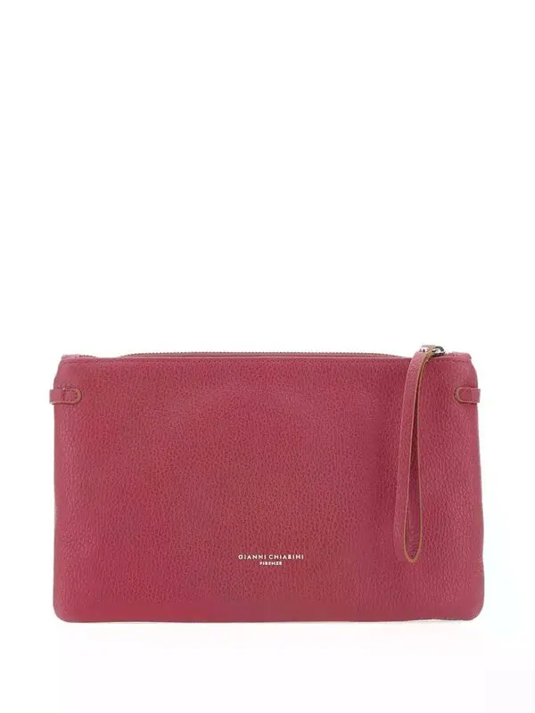 GIANNI CHIARINI Hermy Zip Leather Clutch Bag - Pink