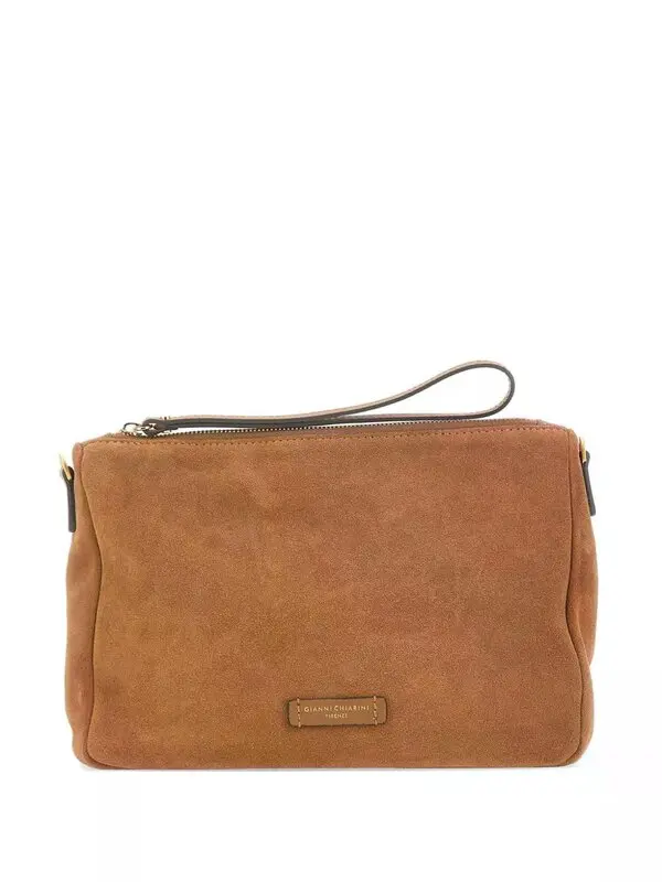GIANNI CHIARINI Nora Pouch Suede Clutch Bag - Brown