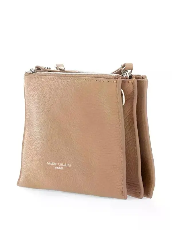GIANNI CHIARINI Lucille Zipped Grained Leather Shoulder Bag - Neutrals