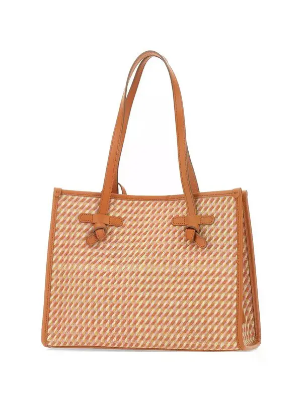 GIANNI CHIARINI 32 Miss Marcella Houndstooth Tote Bag - Orange