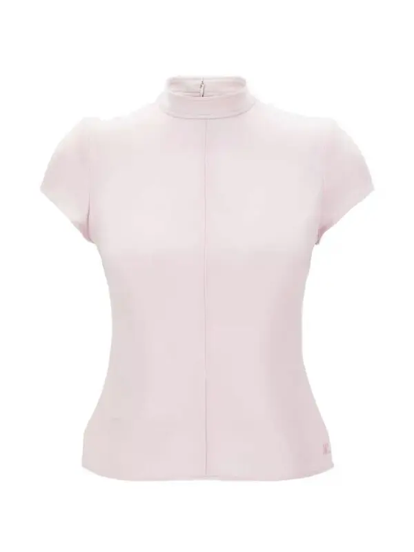 COURREGES Embroidered-detail Turtleneck Top - Pink