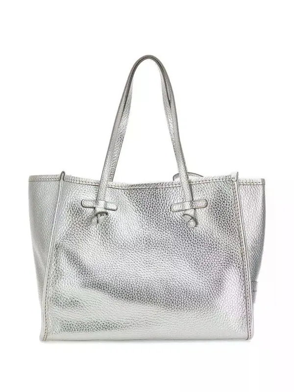 MARCELLA CLUB Grained Leather Shoulder Bag - Silver