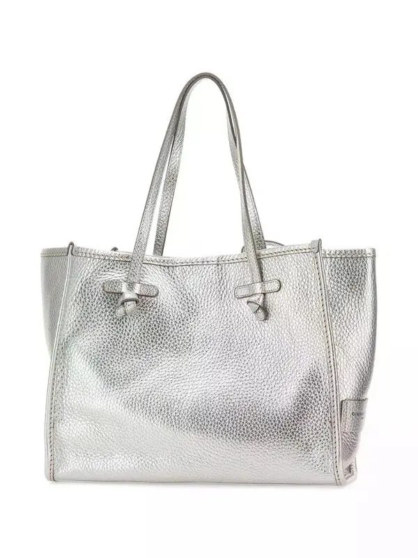 MARCELLA CLUB Grained Leather Shoulder Bag - Silver