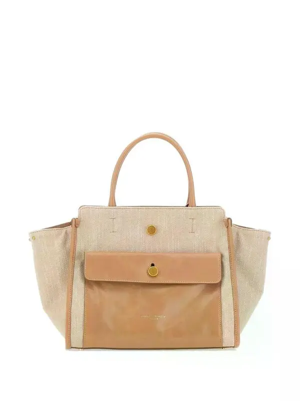 GIANNI CHIARINI Cher Pocket Canvas Leather Tote Bag - Neutrals