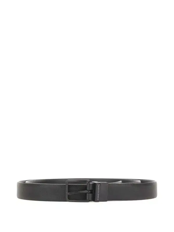 GIANNI CHIARINI Saffiano Logo Buckle Belt - Black